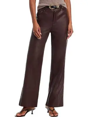 Aqua Faux Leather Flared Pants - Brown