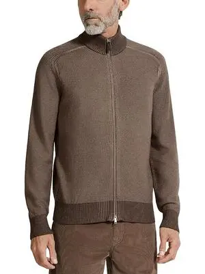 Zegna Cashmere & Silk Melange Cardigan - Brown/light Taupe