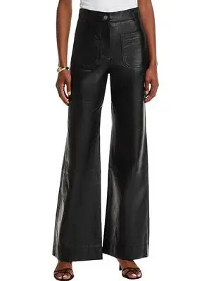 Victoria Beckham Alina Leather Flared Leg Pants - Black
