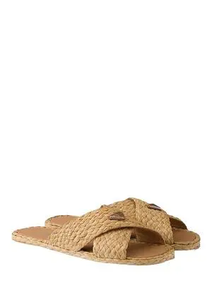 Prada Raffia Sandals - Neutral