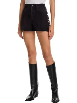 Cinq À Sept Studded Suede Shannon Shorts - Black