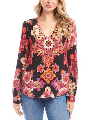 Karen Kane Printed Scoop Neck Top - Print