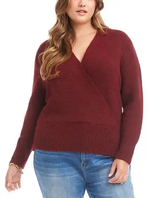 Karen Kane Wrap Sweater - Wine
