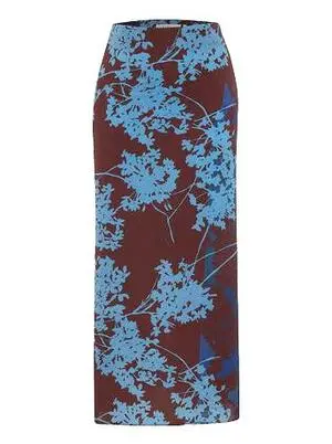 THEO THE LABEL Hydra Printed Maxi Skirt - Koffee/blue