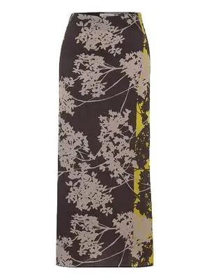 THEO THE LABEL Hydra Printed Maxi Skirt Wheat/gold