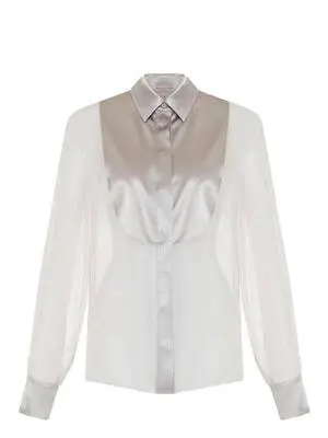 THEO THE LABEL Idalia Plasteron Chiffon Blouse