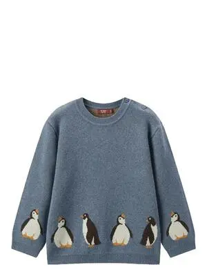 MILKBARN Knitted Birdseye Jacquard Pullover - Penguin Family