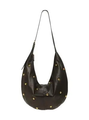 Madewell The Essential Curve Leather Shoulder Bag - True Black Multi