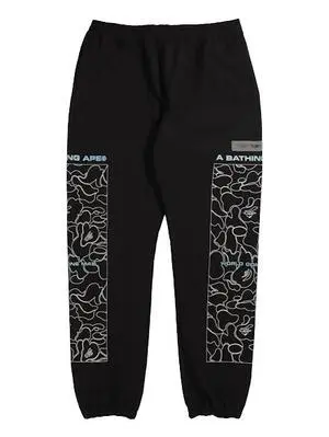 A BATHING APE Rip Stop Track Pants - Black