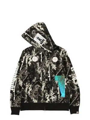 A BATHING APE Forest Camo Wide Full Zip Hoodie - Black