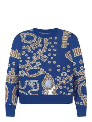 Rhude Bandana Knit Crewneck - Blue