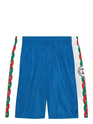 Gucci Waterproof Nylon Shorts With Interlocking G - Blue