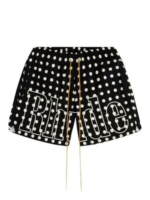 Rhude Logo Polka Dot Swim Shorts - Black