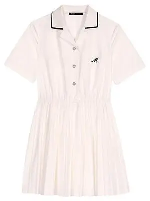 Maje Logo-embroidered Cotton-poplin Mini Dress - White