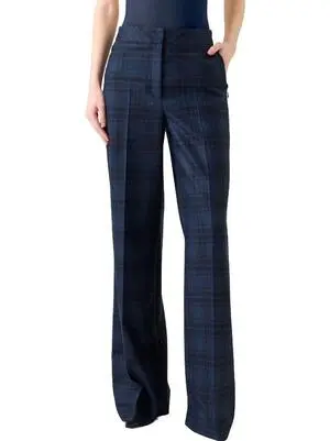 Akris Check Wool Flannel Pants - Denim-black