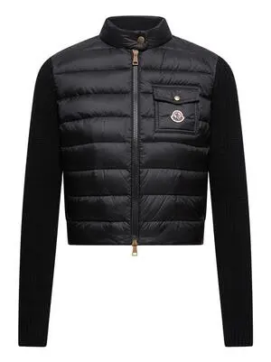 Moncler Padded Wool Zip-up Cardigan - Black