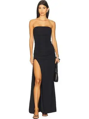 Superdown Strapless Maxi Dress With Side Slit - Black