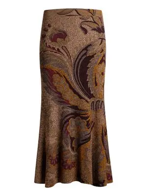 ETRO Paisley-Printed Wool Knit Maxi Skirt