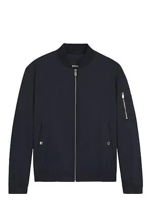 BOSS Monogram-trim Woven Waterproof Jacket - Dark Blue