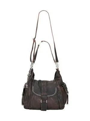Free People We The Free Leigh Distressed Hobo Bag - Aged Graphite