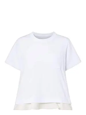 Sacai Twill And Cotton T-shirt - White
