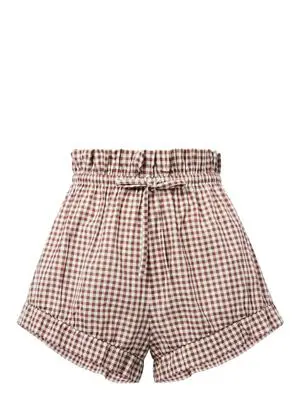 Posse Callie Gingham Cotton Shorts - Brown