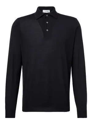 LARDINI Virgin Wool Polo Sweater - Blue