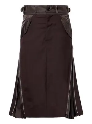 Sacai Pleated Midi Skirt - Brown