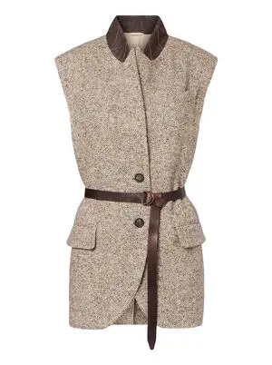 Brunello Cucinelli Wool And Silk-blend Vest - Beige