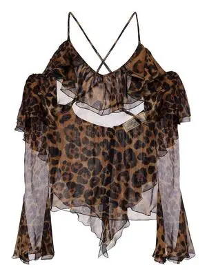 BLUMARINE Blumarine Leopard-Print Draped Top
