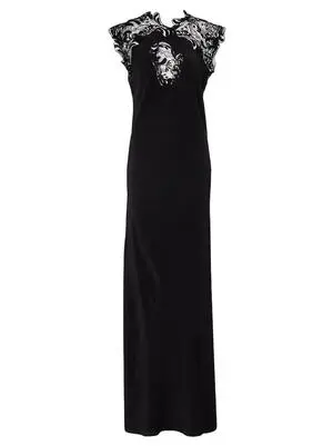 FERRAGAMO Lace-trimmed Silk Gown - Black