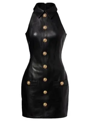 Balmain Leather Minidress - Black