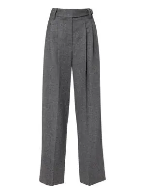 Brunello Cucinelli Pleated Wool And Cashmere Wide-leg Pants - Grey
