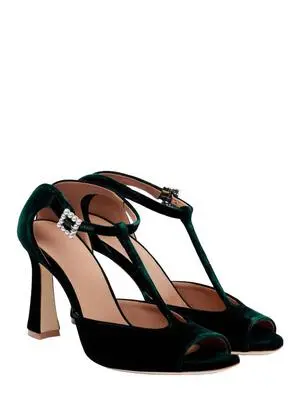 MALONE SOULIERS Nomi 90 Velvet Sandals - Green