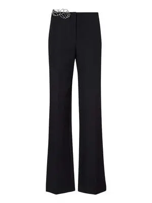 Blumarine Embellished Crêpe Cady Flared Pants - Black