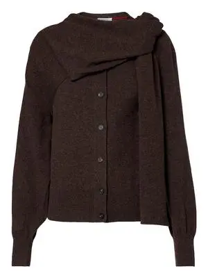 FERRAGAMO Draped Cashmere Cardigan - Brown