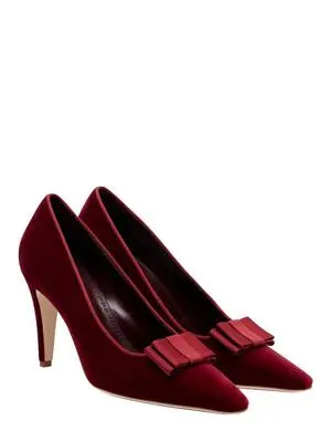 Manolo Blahnik Reador 90 Velvet Pumps - Red