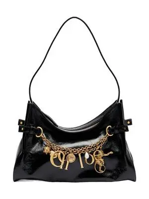 Chloé Charms Leather Shoulder Bag - Black