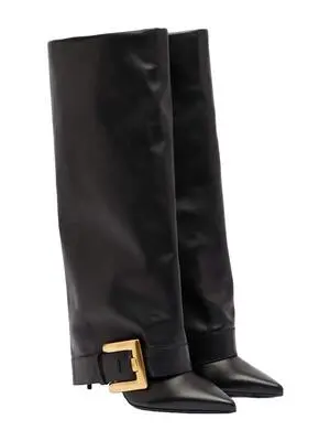 Balmain Anthem Leather Knee-high Boots - Black