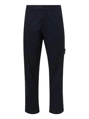 Stone Island Embroidered Cotton-Blend Twill Cargo Pants Blue