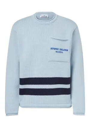 Stone Island Marina Jacquard Virgin Wool Sweater - Blue