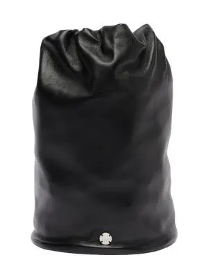 THE ROW Leather Drawstring Pouch - Black