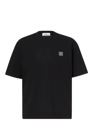 Stone Island Embroidered Cotton Jersey T-shirt - Black
