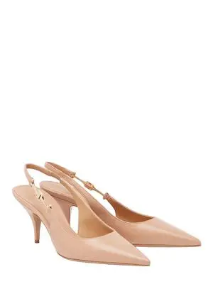 FERRAGAMO Tally 70 Leather Slingback Pumps - Beige