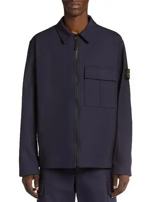 Stone Island Zip Front Shirt Jacket - Dark Blue