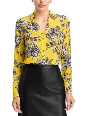 Alice + Olivia Eloise Silk Button-down Blouse - Blm Wd Gld
