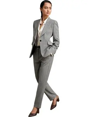 REISS Brooklyn Petite Check Slim-fit Suit Trousers - Grey