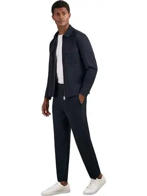 REISS Arthur Tapered-fit Knitted Trousers - Navy