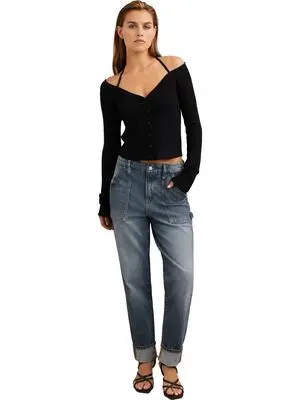Good American Cuffed Straight-leg Jeans - Indigo