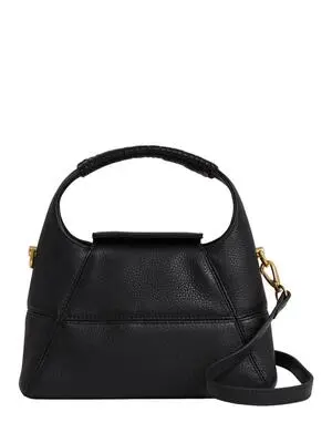 REISS Grained Leather Crossbody Bag - Black